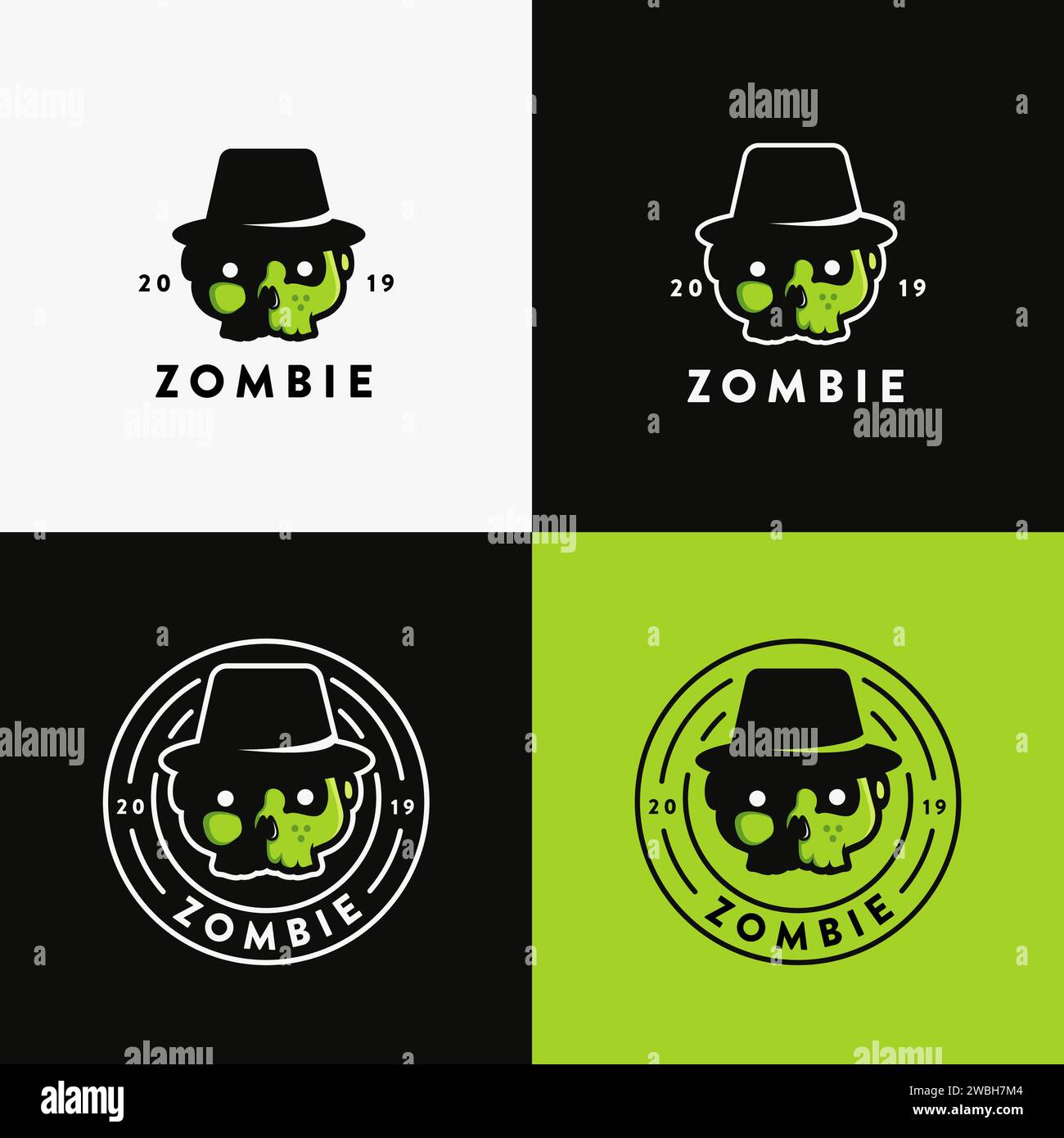 Set of zombie skull head logo icon vector illustration Stock Vector ...