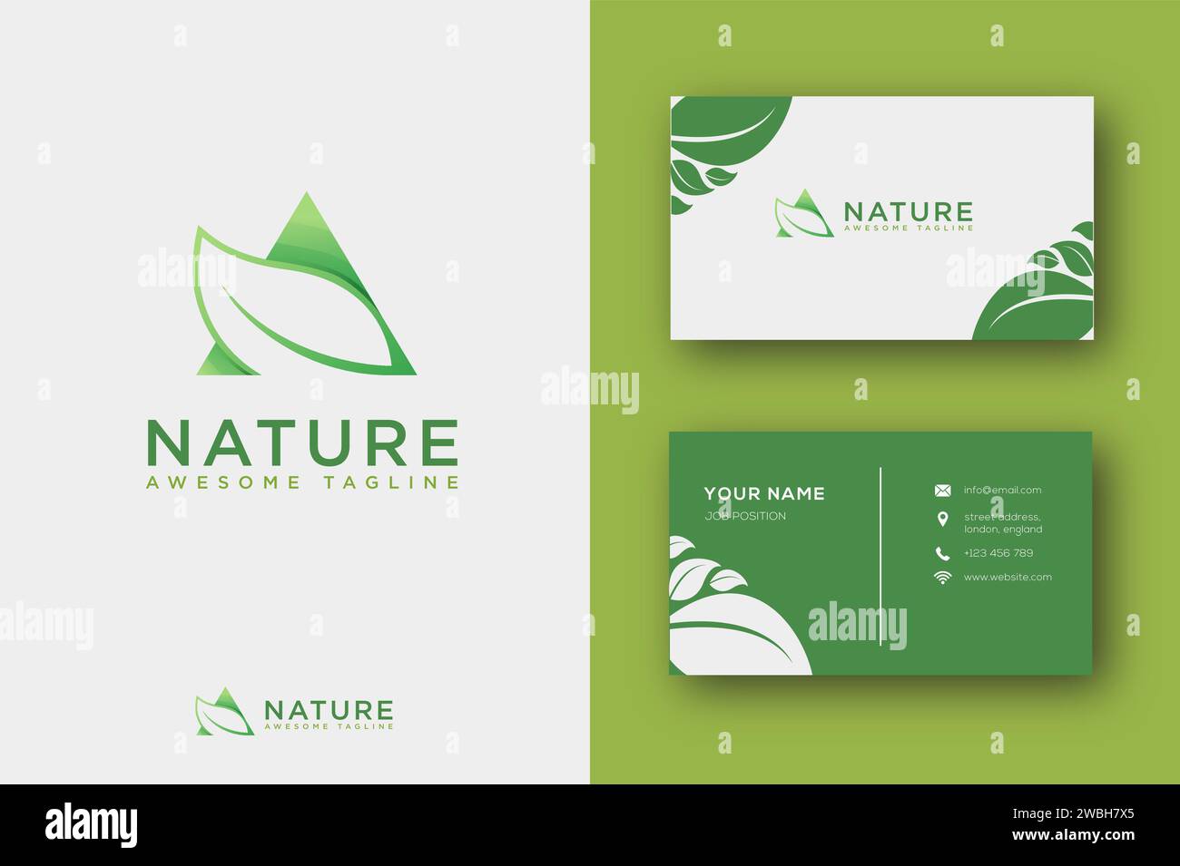 Modern negative space of leaf and triangle nature logo icon vector and ...