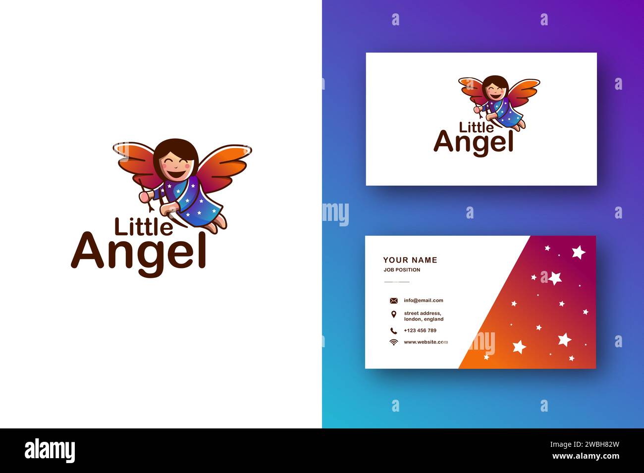 Cheerful flying Angel mascot cartoon logo vector illustration template ...