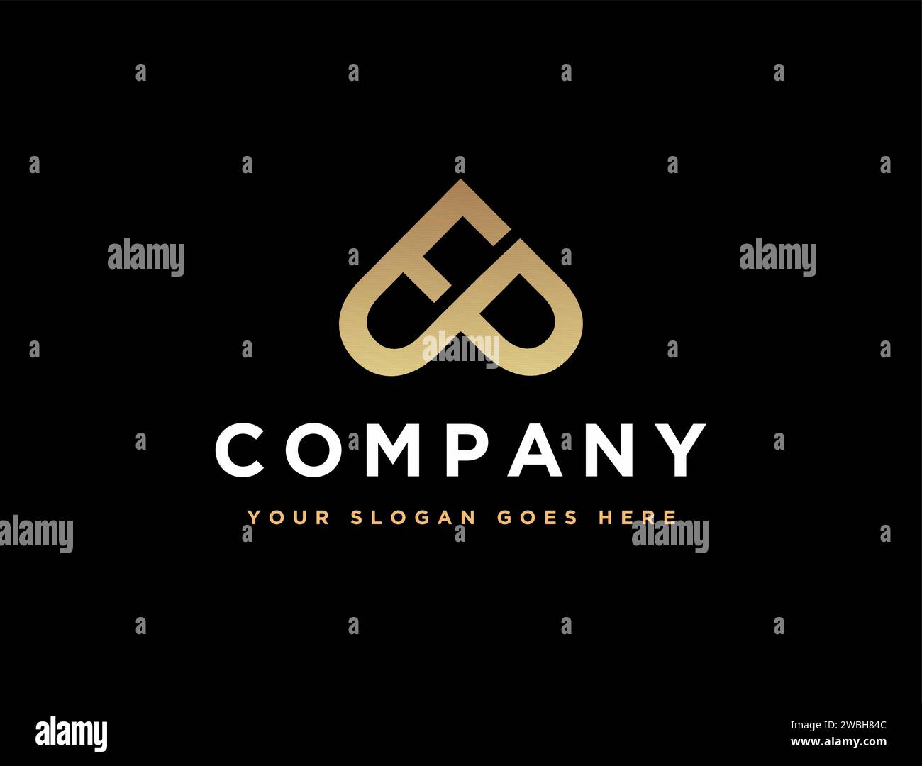 Monogram letter logo F and P, FP PF logo icon on black background Stock ...