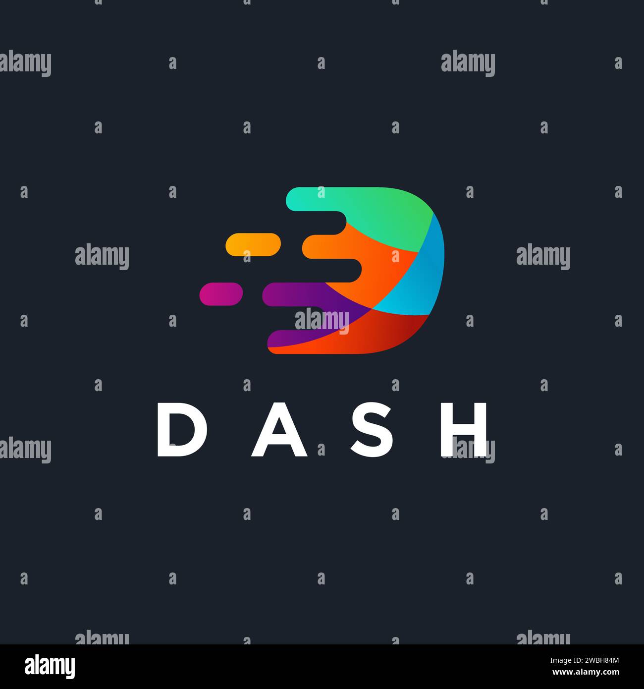 Initial letter D for dash digital logo icon vector template on dark ...
