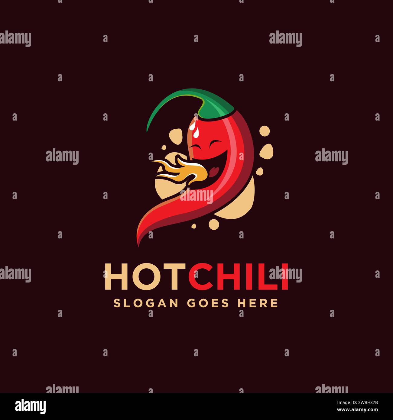 Mascot cartoon Hot fire chili logo vector on white background Stock ...