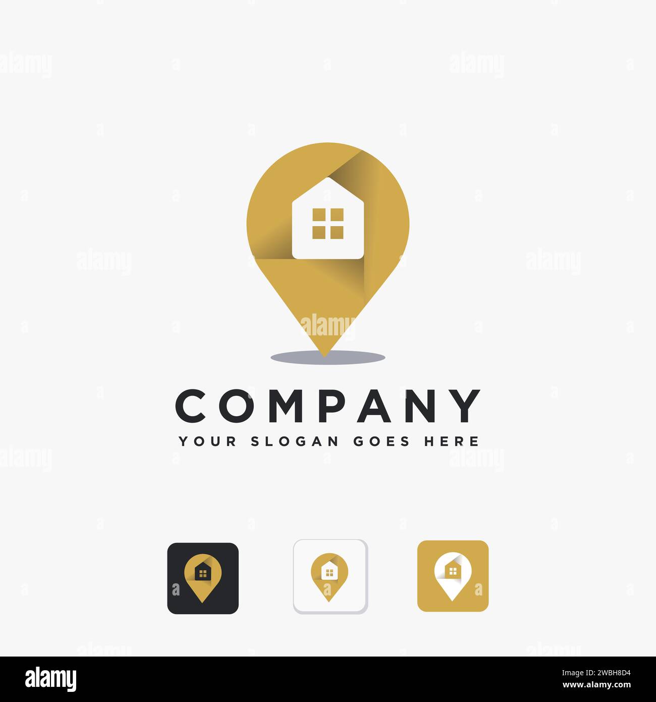 Estate house pin location logo icon vector template and app icon on ...
