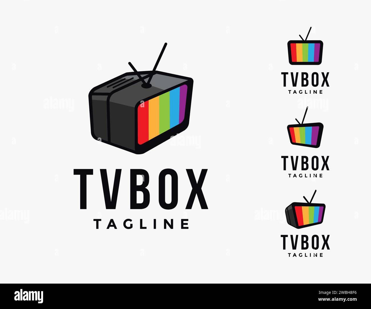 set of Monitor television TV box logo icon vector template on white ...