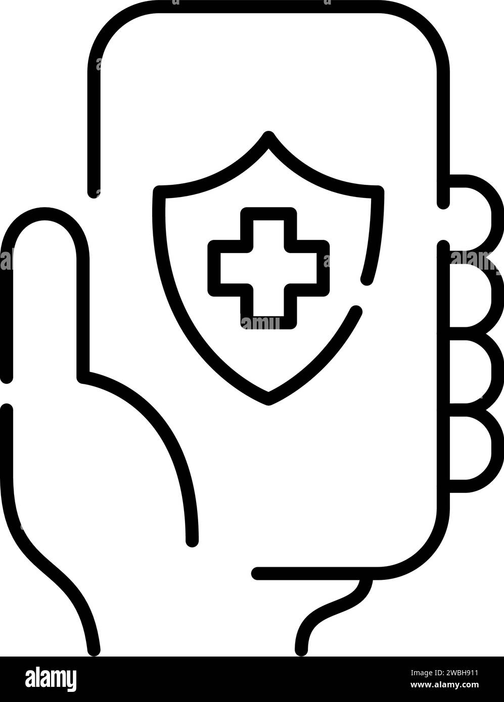 Buying health insurance online. Provider app. Pixel perfect icon Stock ...