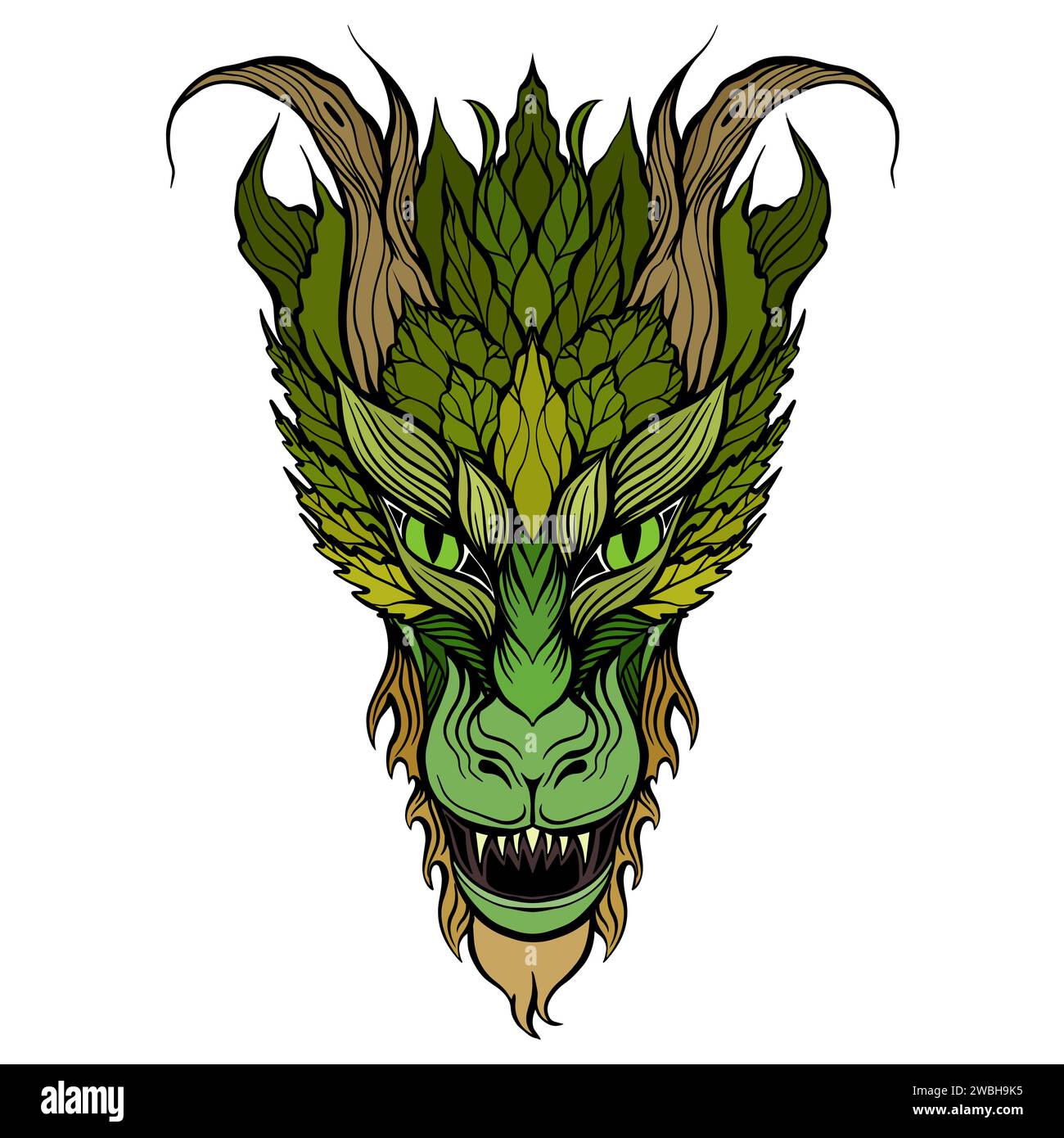 Vector colorful illustration of a roaring dragon isolated from ...