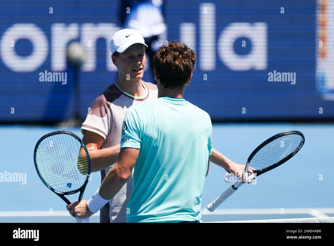 January 11, 2024: MELBOURNE, AUSTRALIA - JANUARY 11: Jannik Sinner of Italy on his way to ...