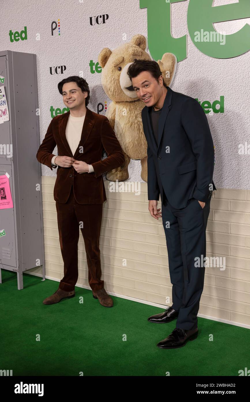 Los Angeles, USA. 10th Jan, 2024. Seth MacFarlane and Max Burkholder. Seth MacFarlane attends ...