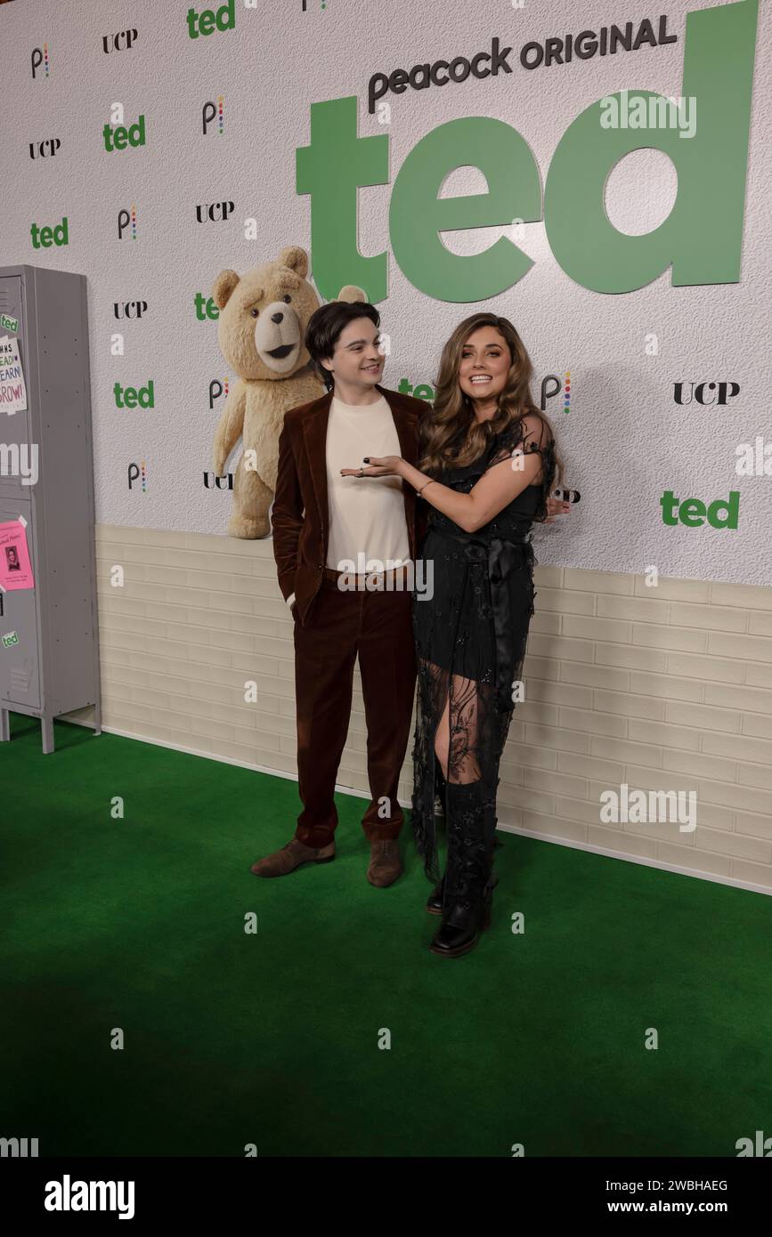 Los Angeles, USA. 10th Jan, 2024. Georgia Whigham and Max Burkholder. Seth MacFarlane attends ...