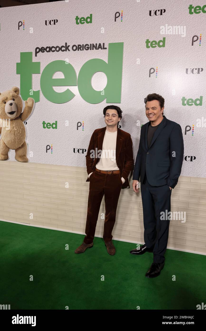 Los Angeles, USA. 10th Jan, 2024. Seth MacFarlane and Max Burkholder. Seth MacFarlane attends ...