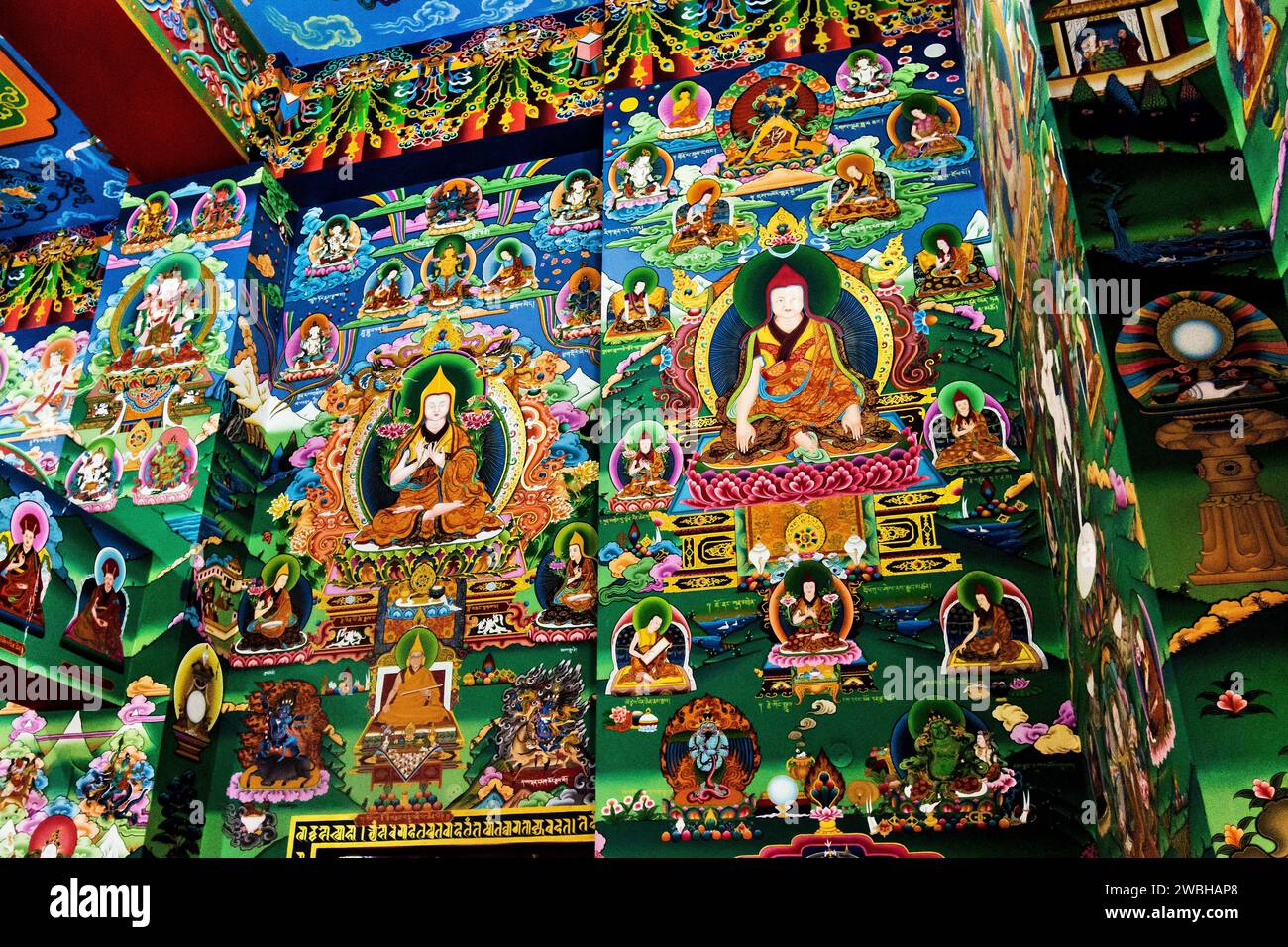 Wall paintings of Drikung Kagyu Gompa Buddhist Monastery, Wongmin ...