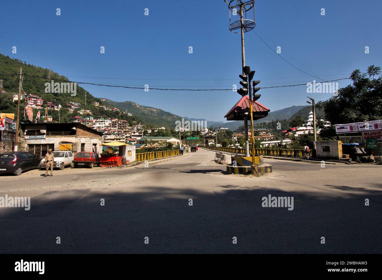 Small town square, Mandi, Kullu, Himachal Pradesh, India, Asia Stock ...