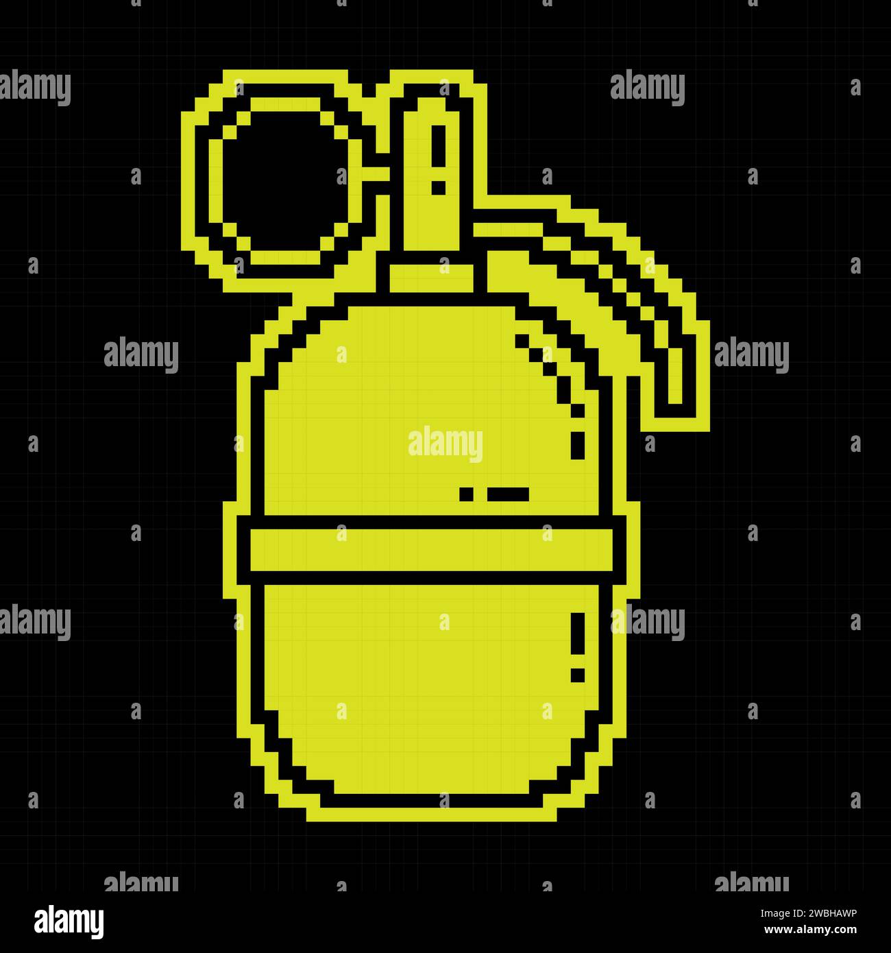 Pixel silhouette icon. Combat offensive defensive grenade with ring ...