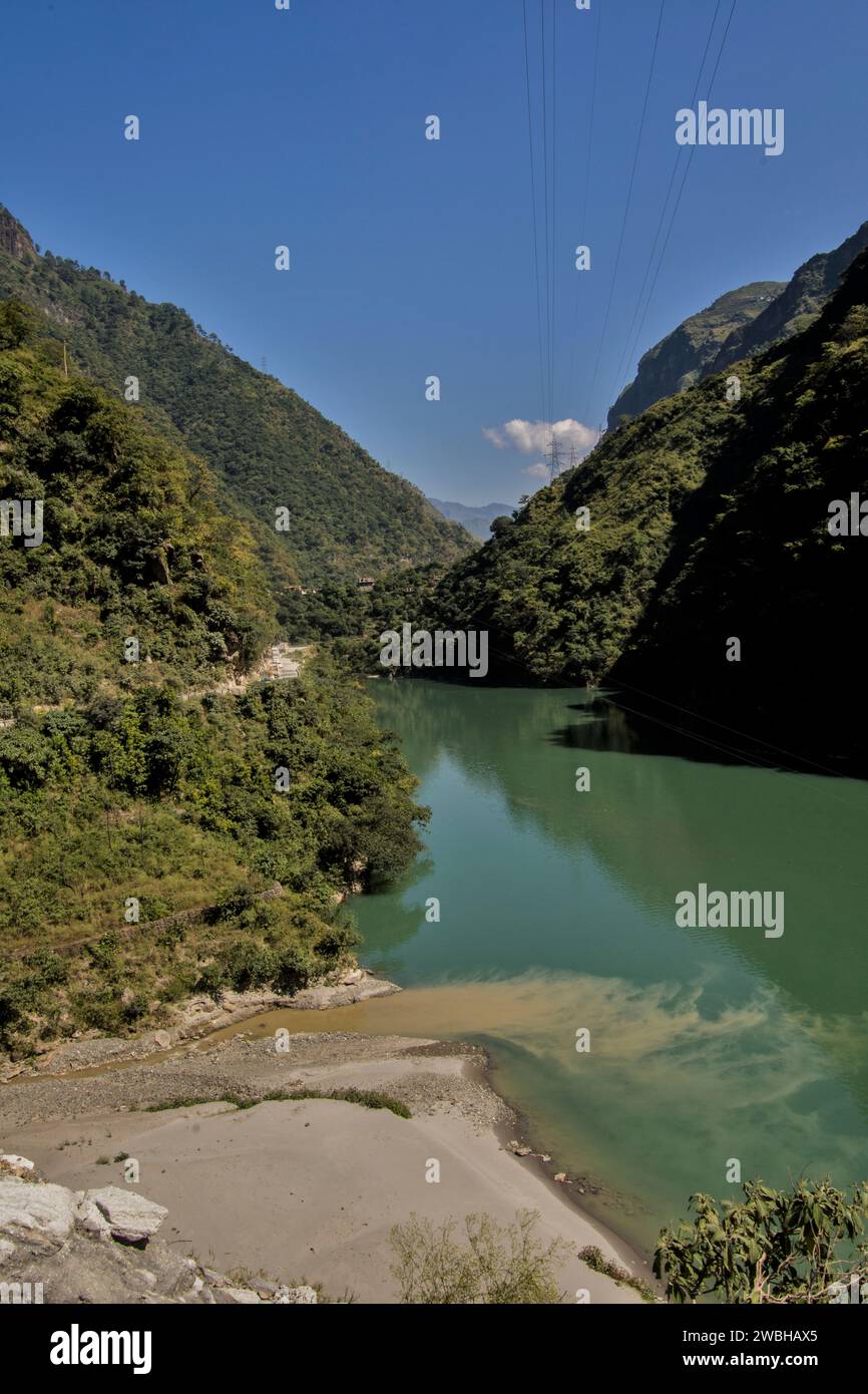River Beas, Mandi to Kullu road, Kulu, Himachal Pradesh, India, Asia ...