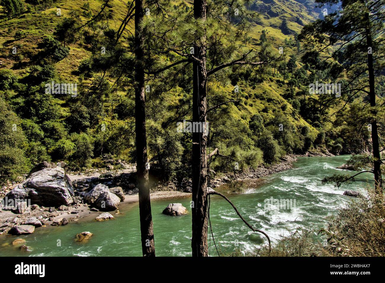 River Beas, Mandi to Kullu road, Kulu, Himachal Pradesh, India, Asia ...