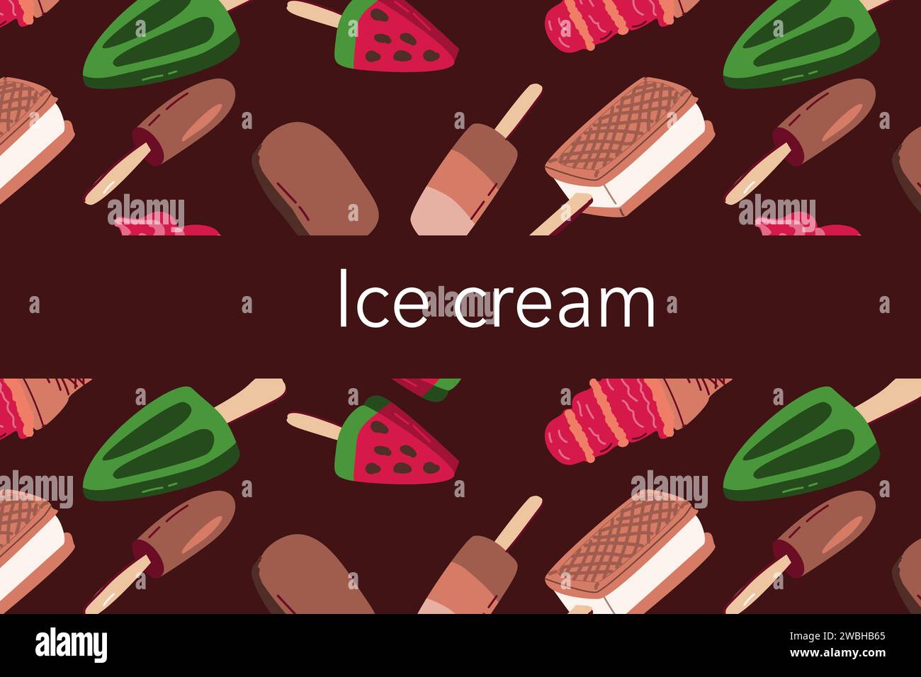 ice cream cartoon background - cover template. Vector illustration ...