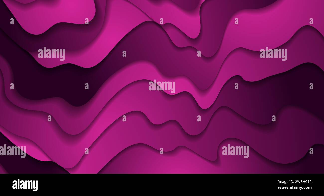 Bright purple liquid paper waves abstract background. Vector design ...
