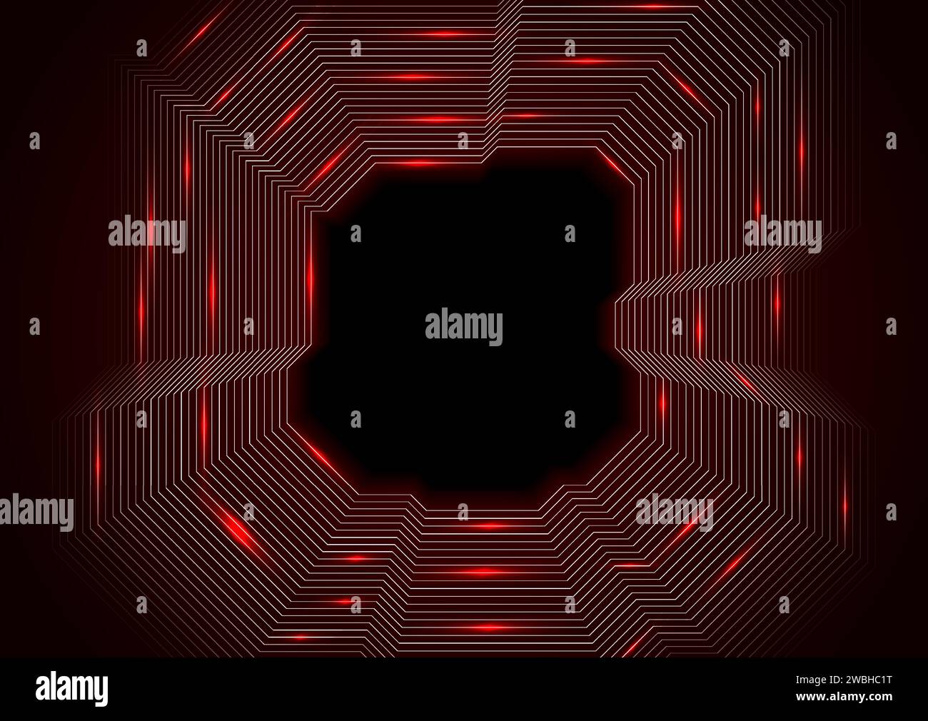 Glowing Red Neon Circuit Board Lines Tech Background Vector Design Stock Vector Image And Art Alamy