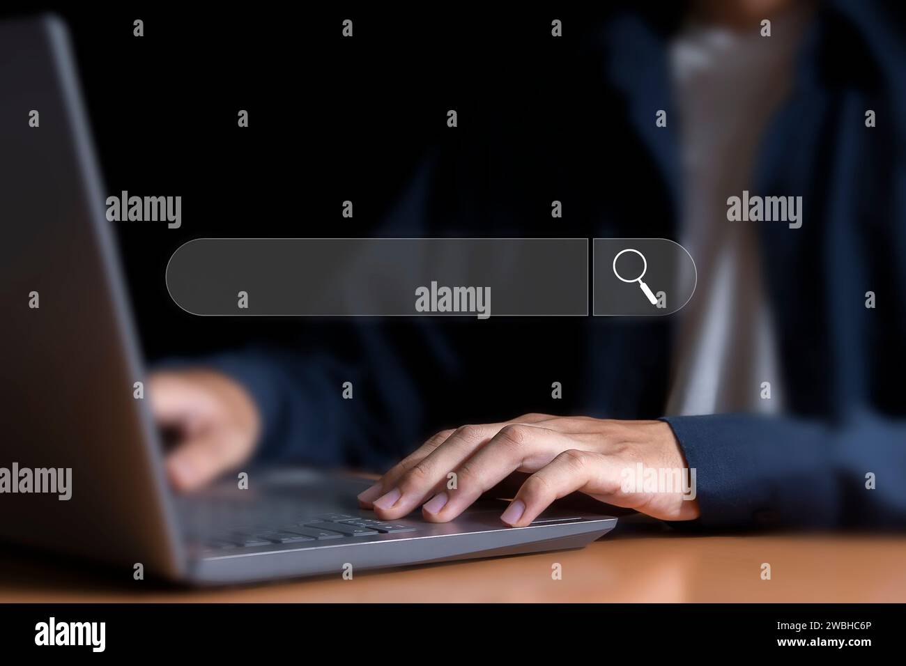 Searching the internet with a search bar working on a smartphone ...