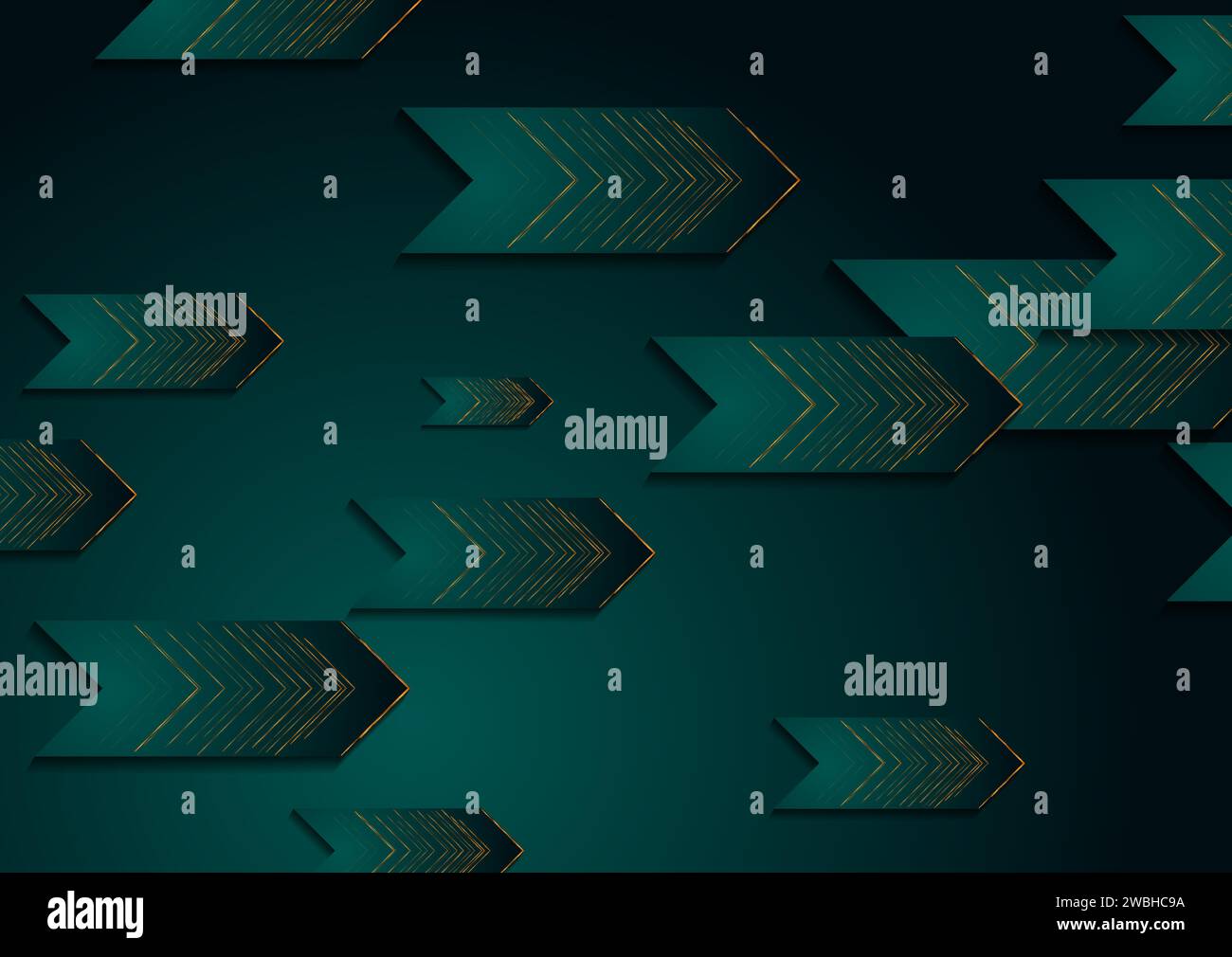 Turquoise and golden arrows abstract techology background. Vector design Stock Vector Image ...