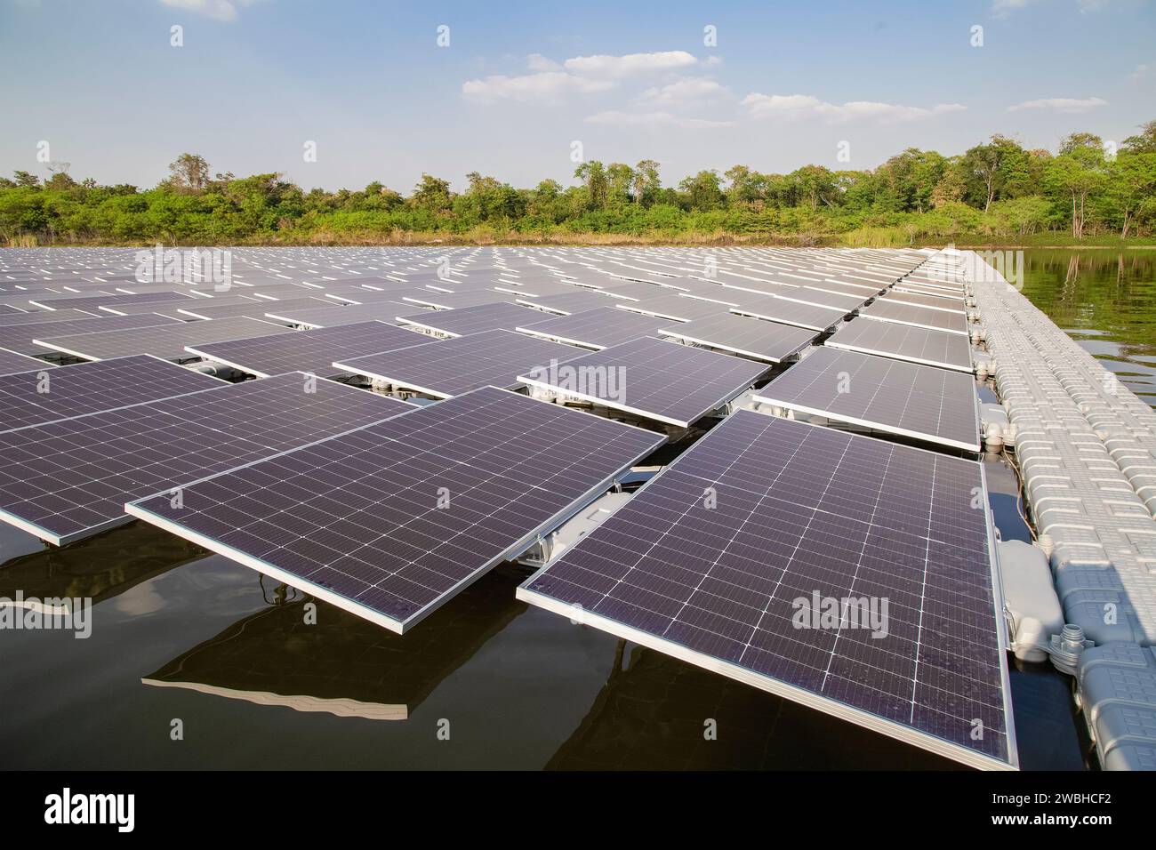 Clean energy concept of floating photovoltaic power plants Stock Photo ...