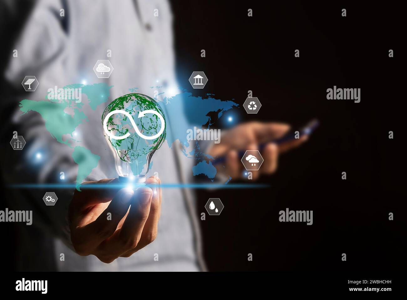 Recycle symbol on earth background The concept of maximizing resource ...