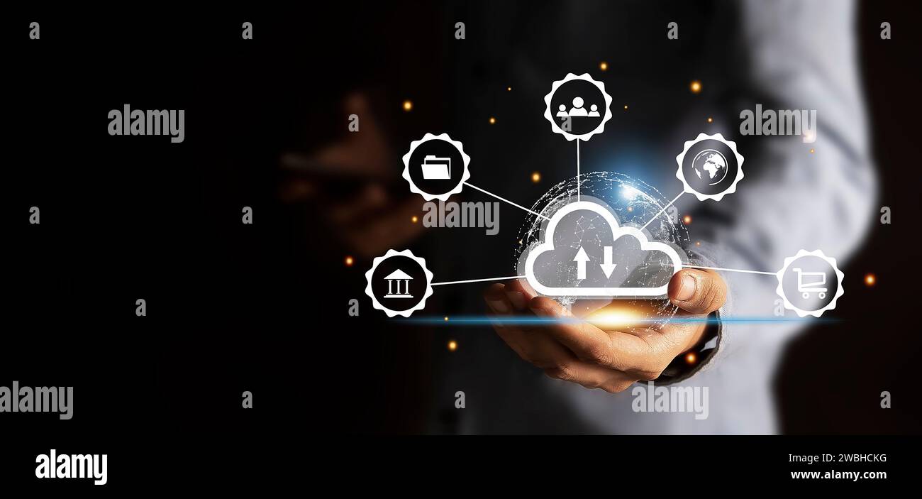 cloud computing shown in hand cloud technology data storage Stock Photo ...