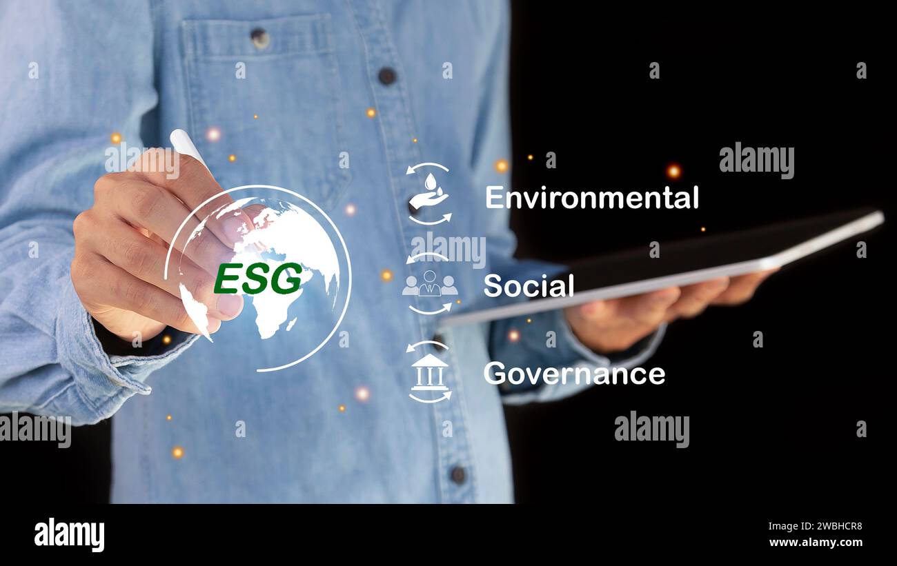 Green forest icons with environment icons of esg, co2, and net zero ...