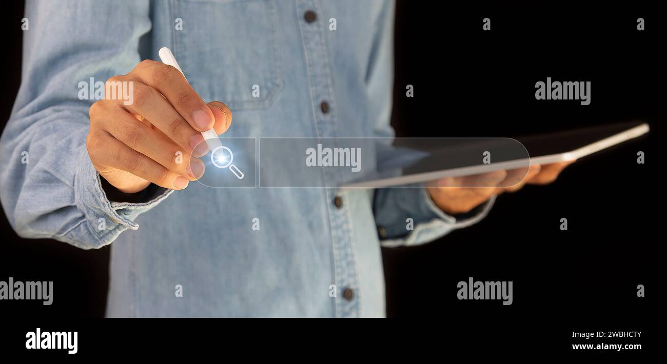 Searching the internet with a search bar working on a smartphone ...