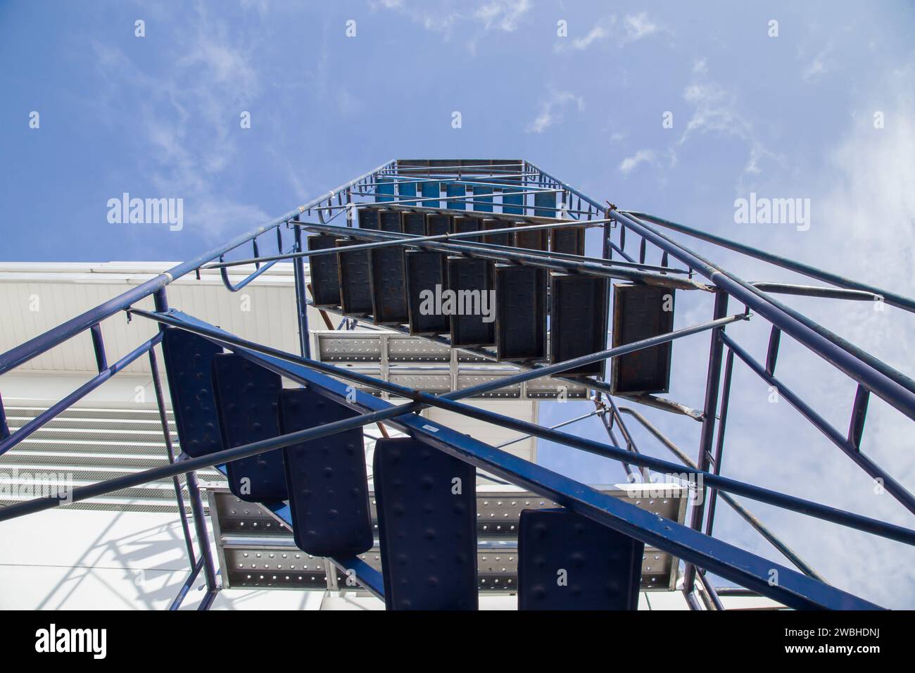 Temporary Blue Steel Stairs for High Rise Building Construction Stock ...
