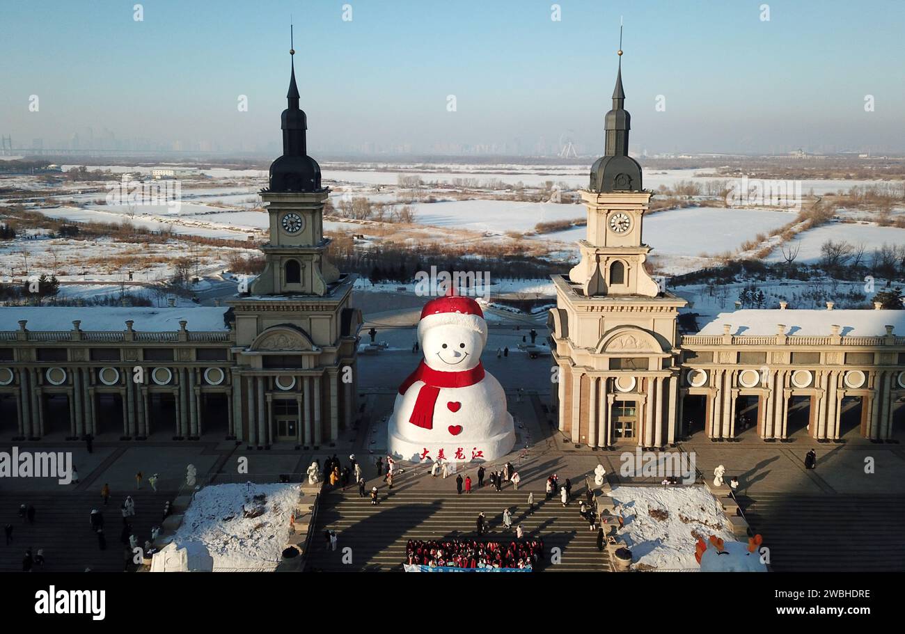 Harbin. 9th Jan, 2024. An aerial drone photo taken on Jan. 9, 2024 ...