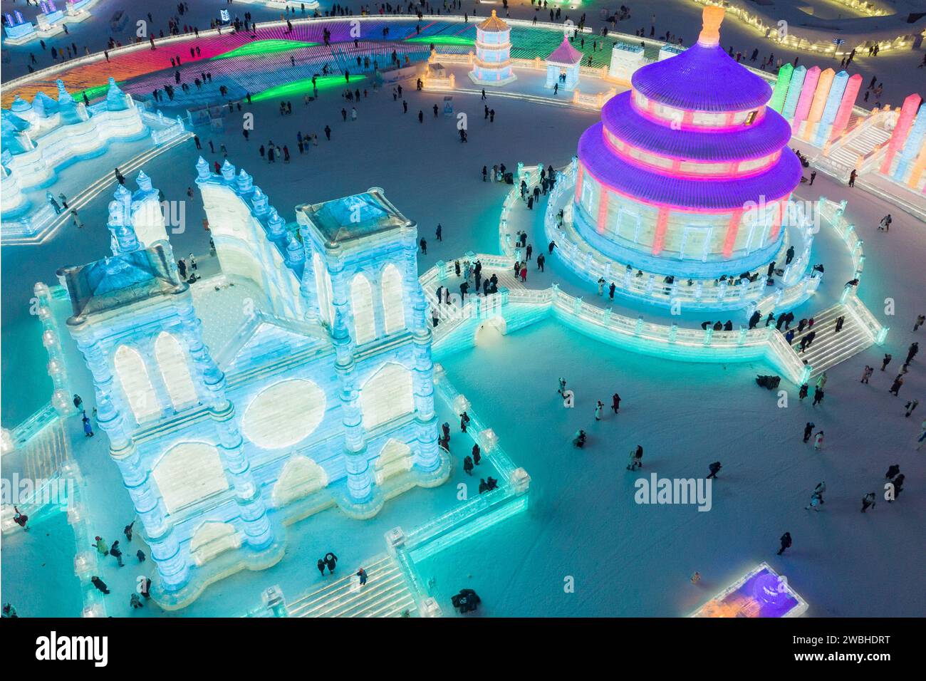 Harbin. 1st Jan, 2024. An aerial drone photo taken on Jan. 1, 2024 ...