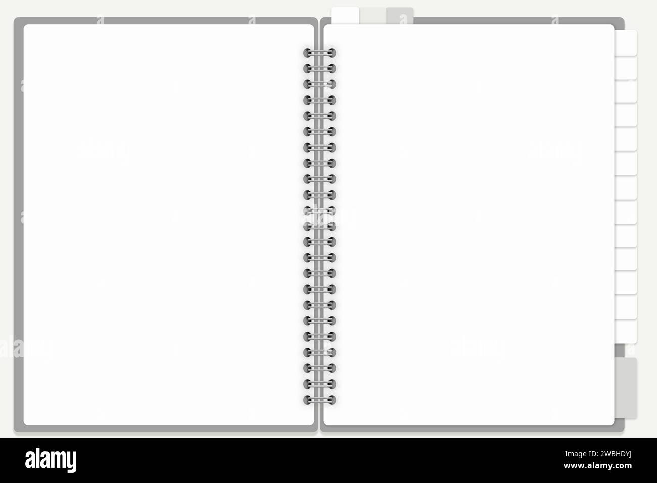 Spiral binder notebook, journal mockup template with white paper. blank ...