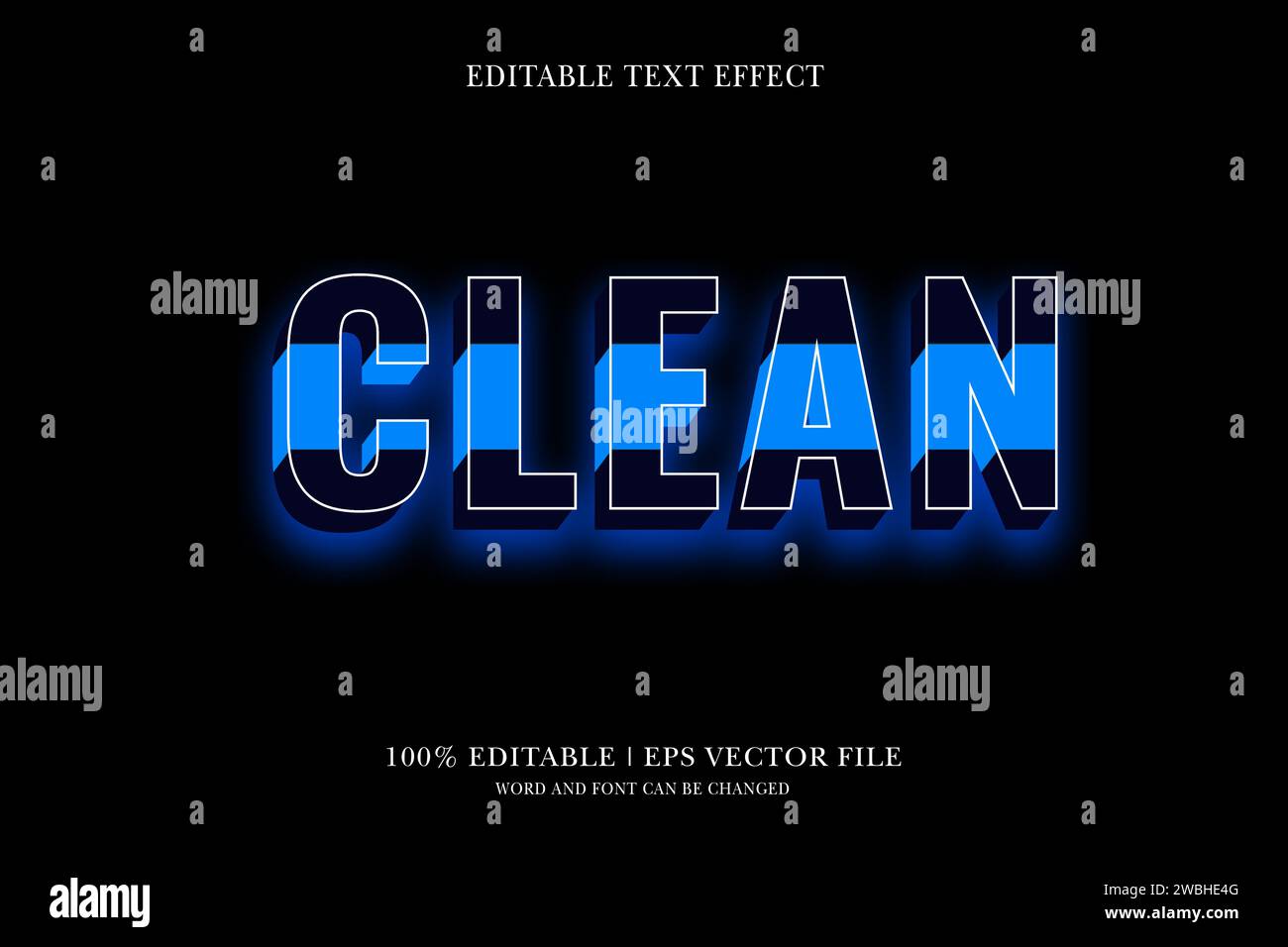 Clean Blue light background Editable text effect, 3d text template ...