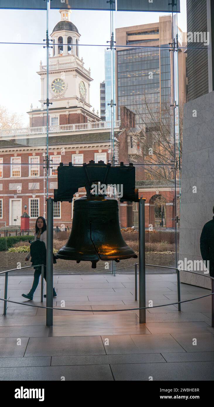 Tourists visiting the Liberty Bell in Philadelphia, Pennsylvania, with ...