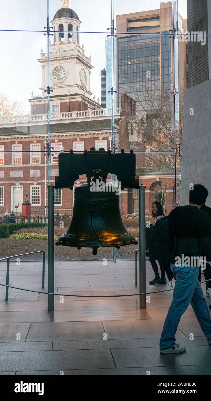 Tourists visiting the Liberty Bell in Philadelphia, Pennsylvania, with ...