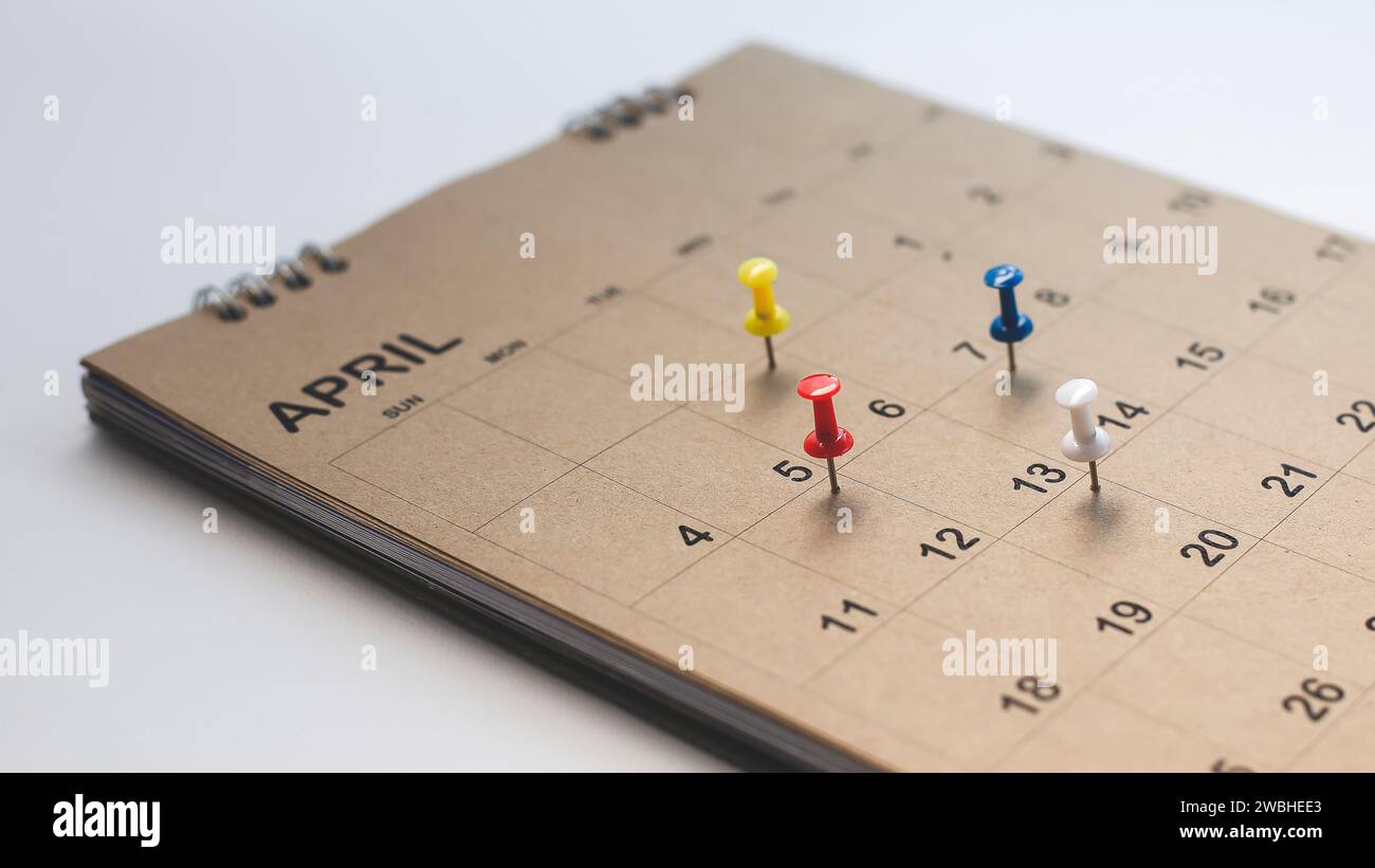 Pin in calendar concept for busy, appointment and meeting reminder ...