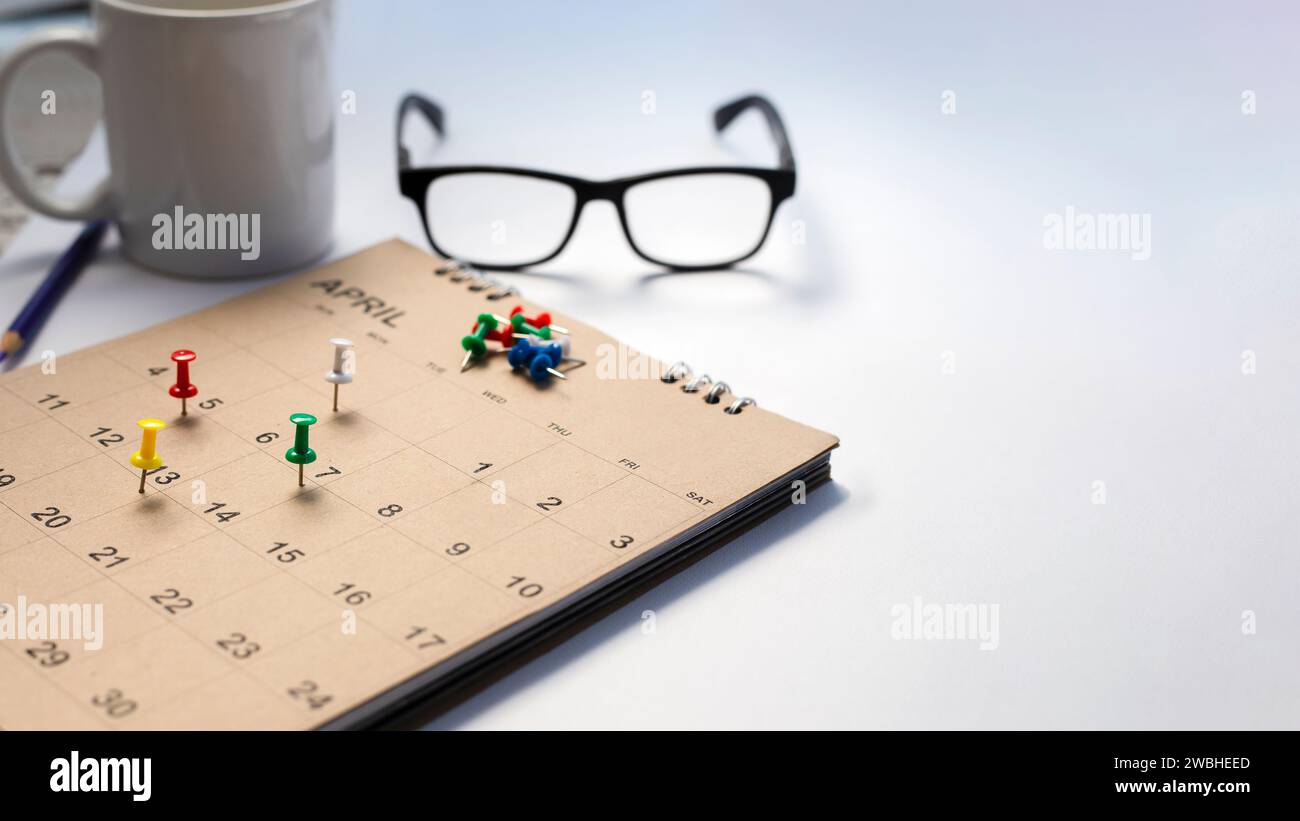 Pin in calendar concept for busy, appointment and meeting reminder ...