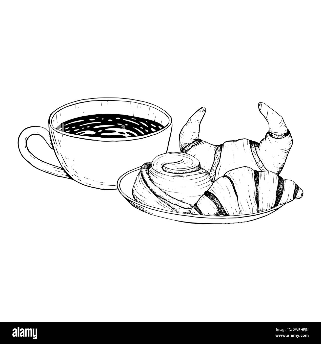 Coffee and bun Black and White Stock Photos & Images - Alamy