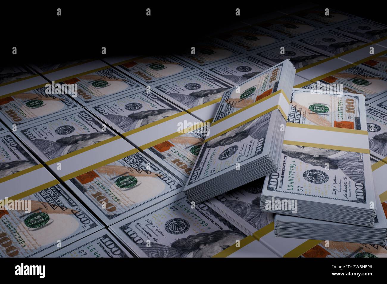 3d stack of money Stock Photo - Alamy