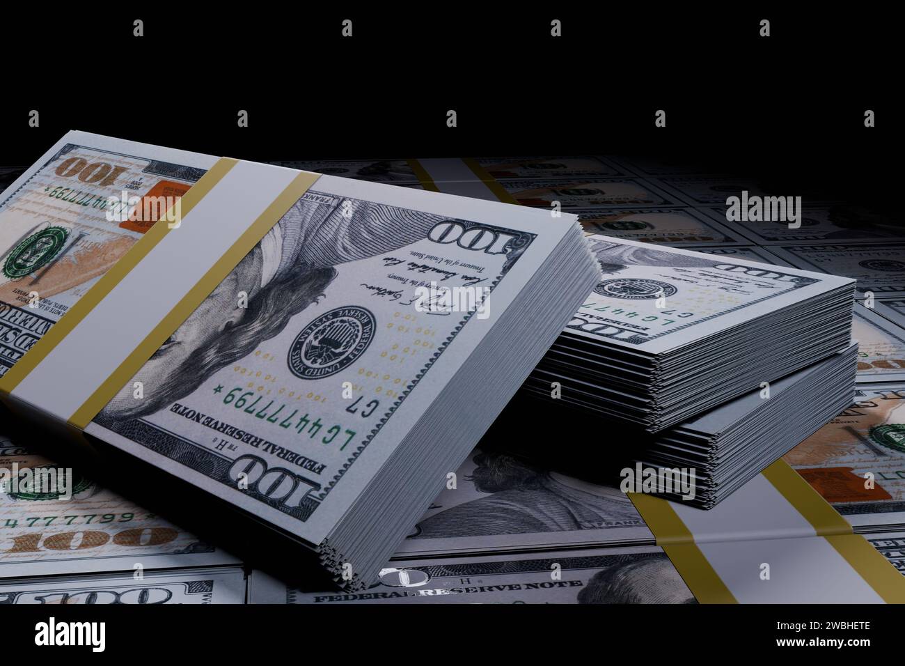 3d stack of money Stock Photo - Alamy