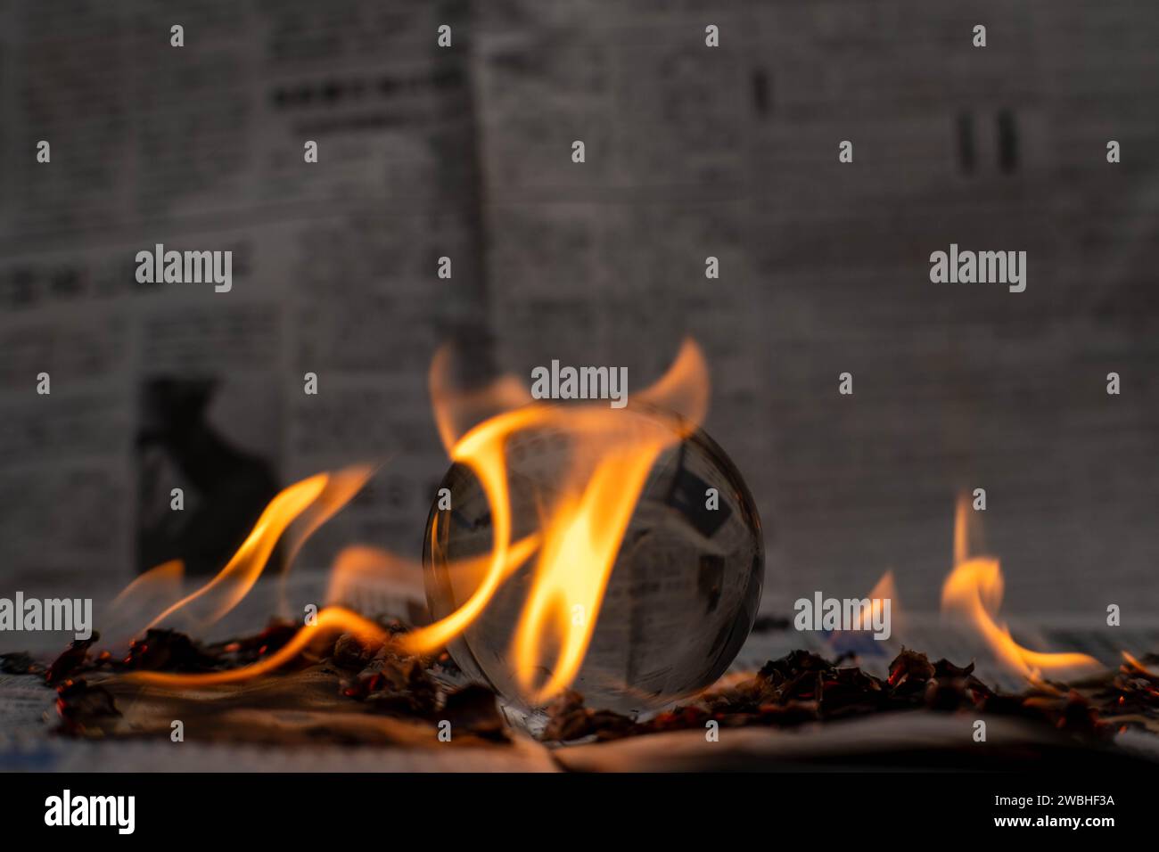 Glass globe on fire. Planet Earth Burning. Global Warming and Climate ...