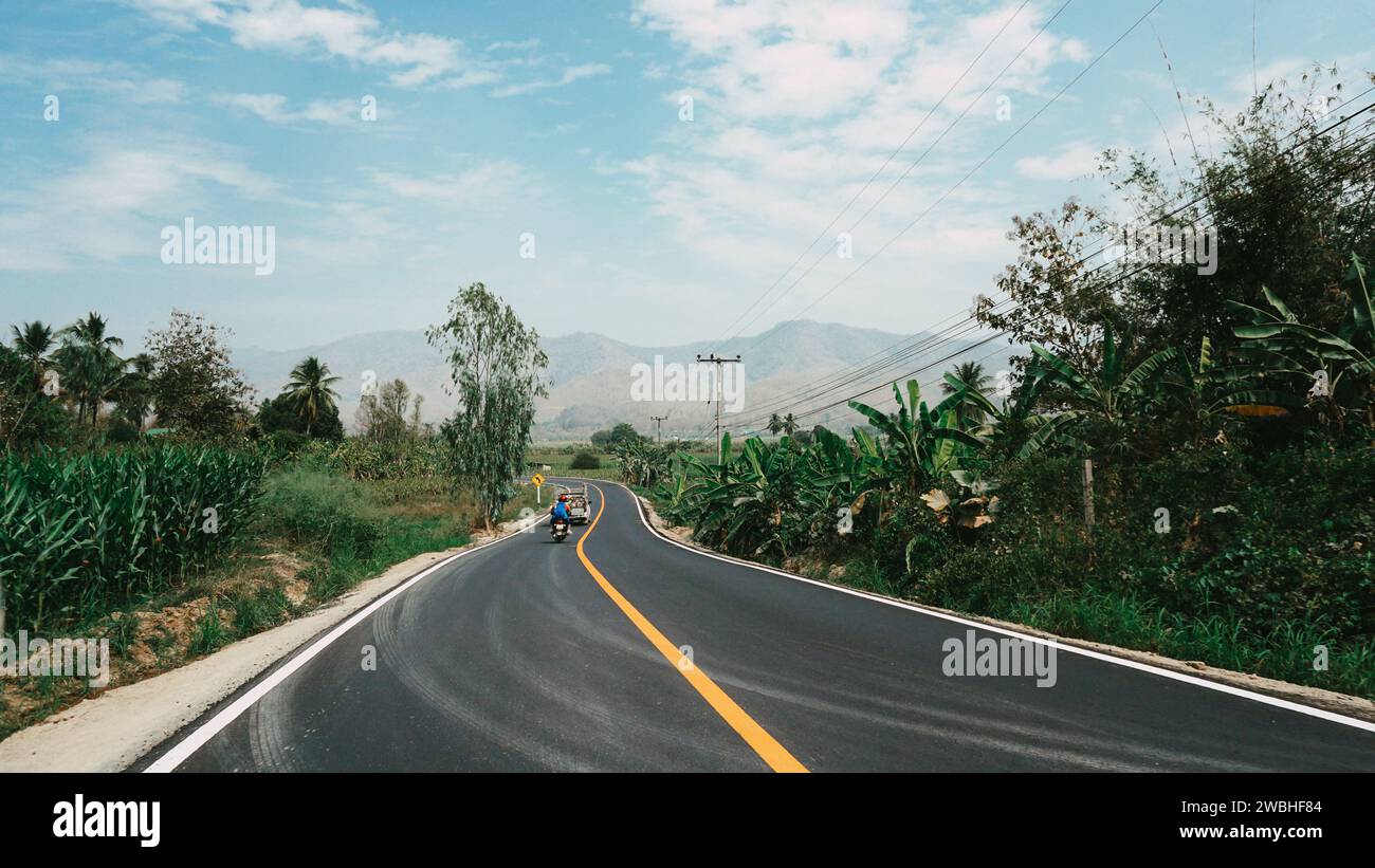 Motorbike on forest road riding hi-res stock photography and images - Alamy