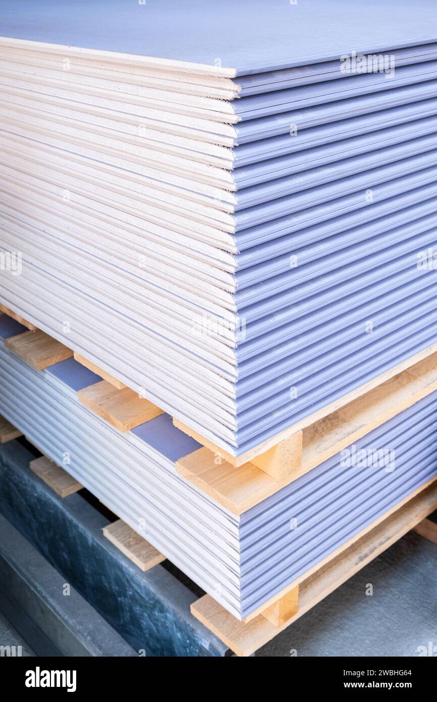 The stack of Special gypsum board with enhanced sound insulation ...