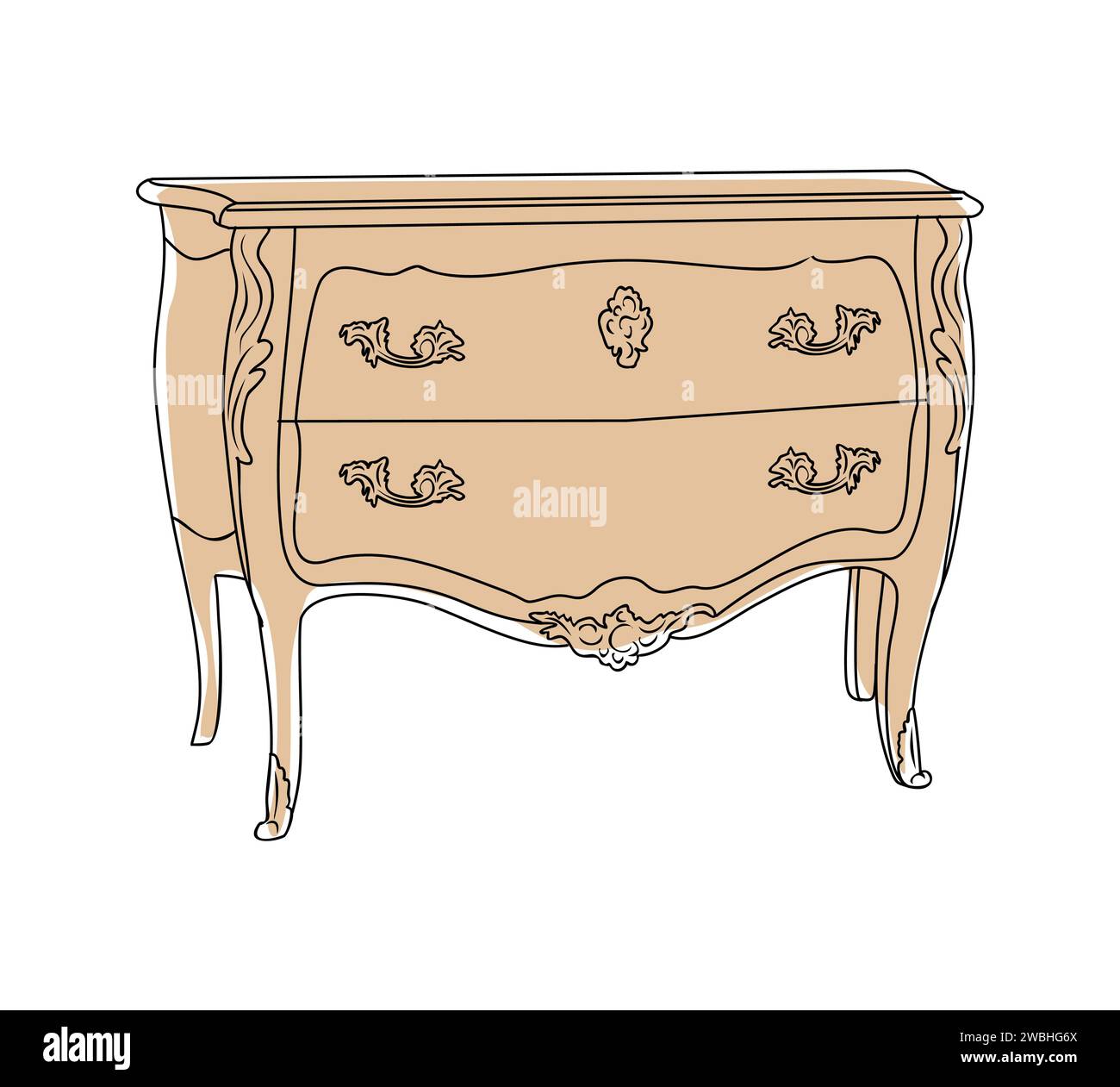 Hand drawn sketch of antique small bedside table Stock Vector Image ...