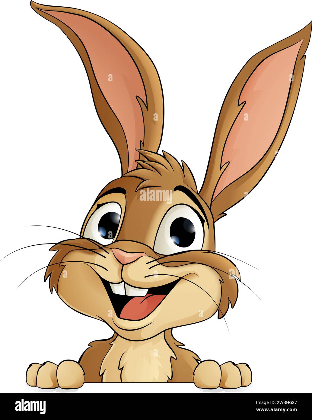 Easter Bunny Rabbit Peeking Around Sign Cartoon Stock Vector Image ...