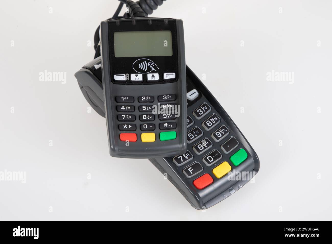 bank terminal for payment by chip and magnetic bank card in a store ...