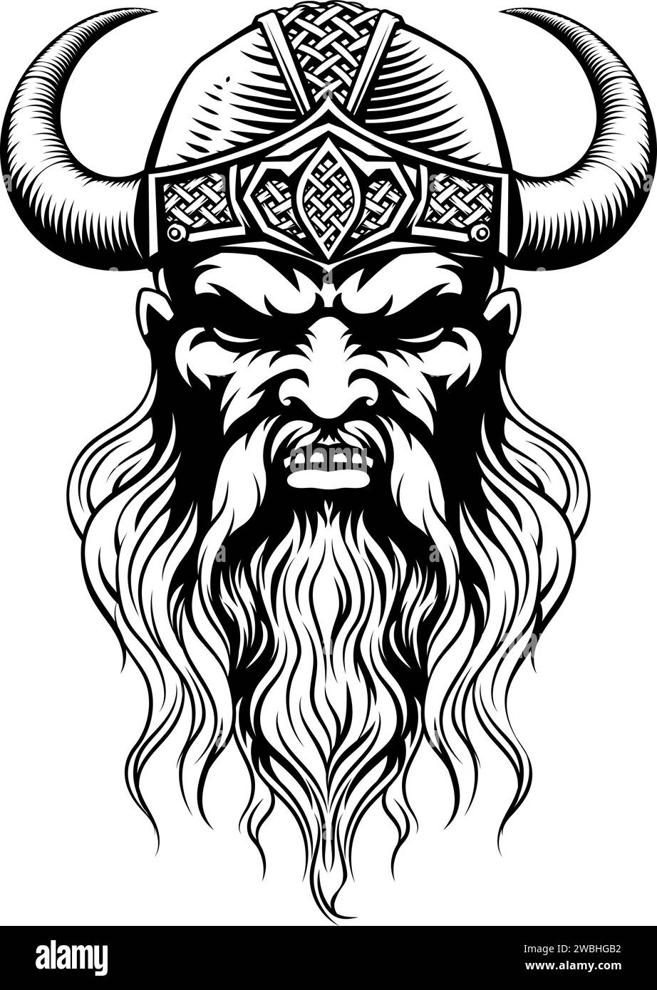 Viking Warrior Man Strong Mascot Face in Helmet Stock Vector Image ...