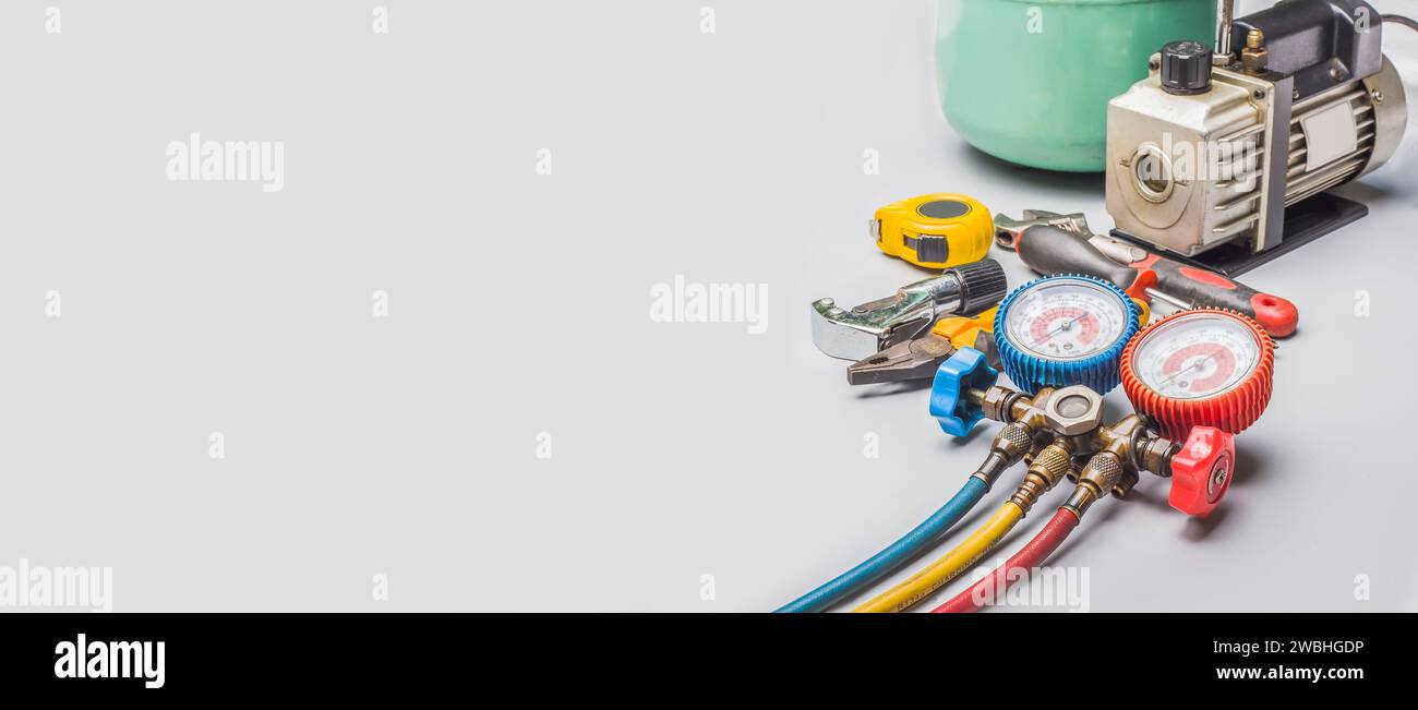 Tools for air conditioning repair and maintenance Stock Photo - Alamy