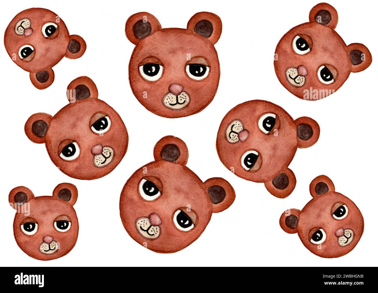 Set of stylized portraits of bears. Isolated on white background. Teddy ...